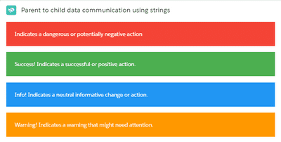 Parent to Child Communication with string data
