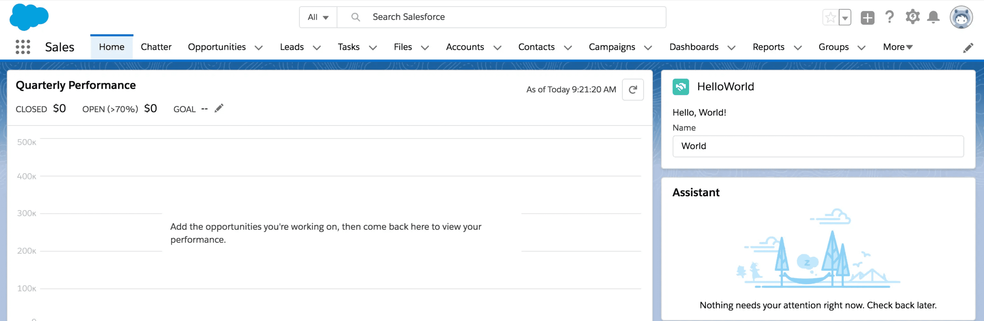 Hello world using LWC